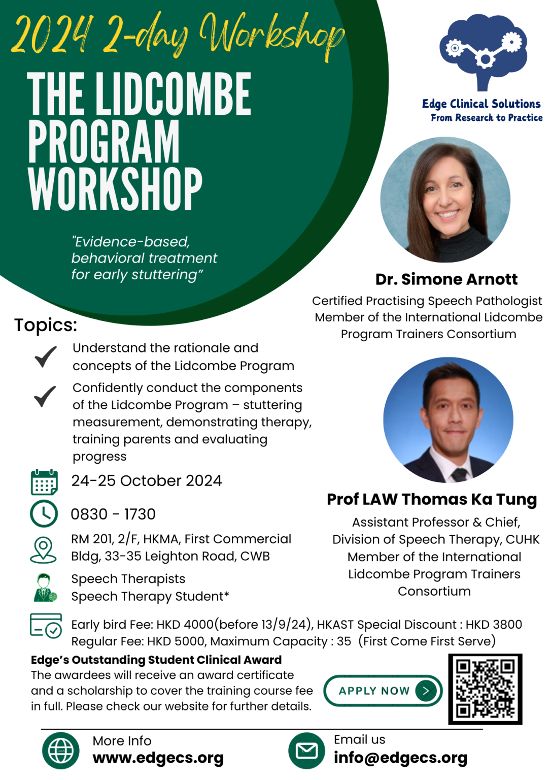 The Lidcombe Program Workshop 2024 - The Hong Kong Association of Speech Therapists Limited